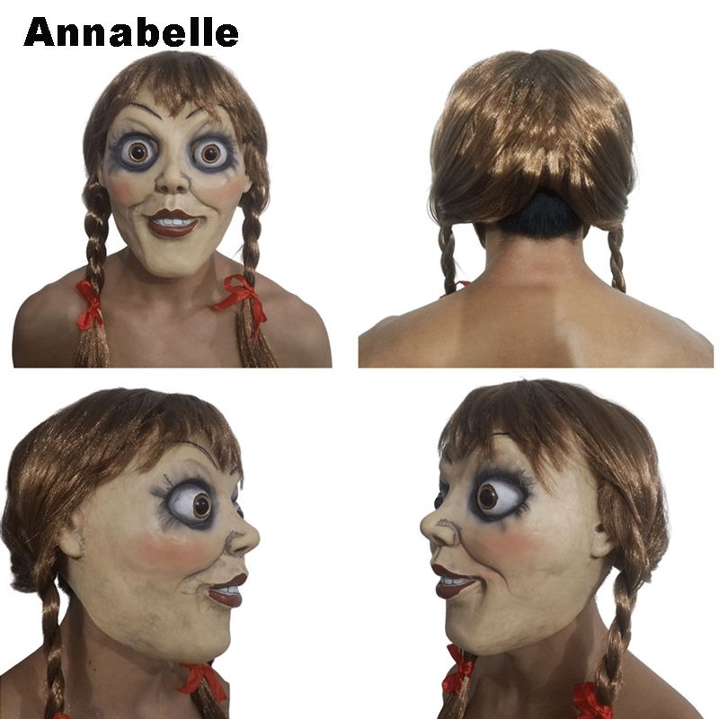 Realistic Annabelle Movie Horror Doll Mask Latex Headgear Halloween ...