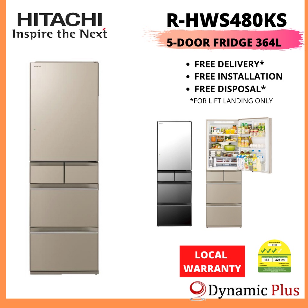 HITACHI REFRIGERATOR MODEL: R-HWS480KS WITH FREE HITACHI RICE COOKER RZ ...