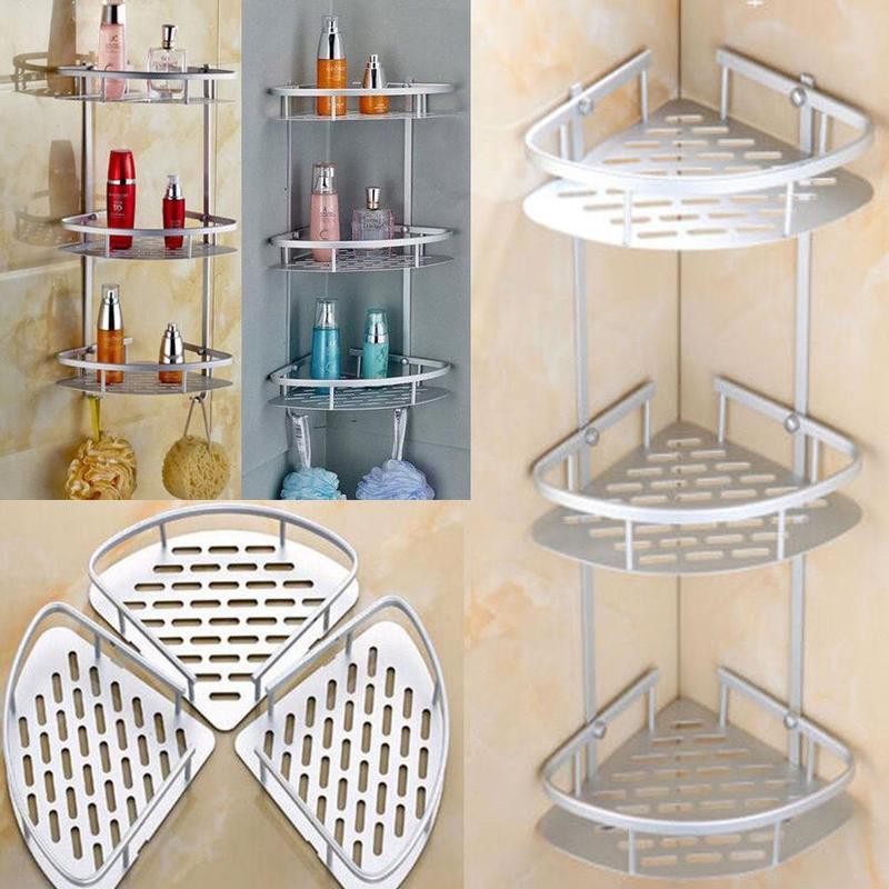 Bathroom Shelves Corner Shelf 3-Tier Triangle No Need To Drill The Wall ...