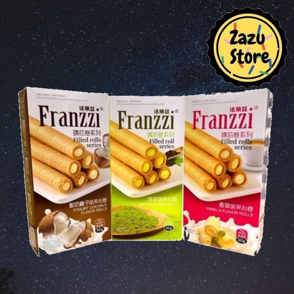 [ZAZU] Franzzi Filled Wafer Rolls Series (Matcha/Yogurt/Vanilla) 60gm ...