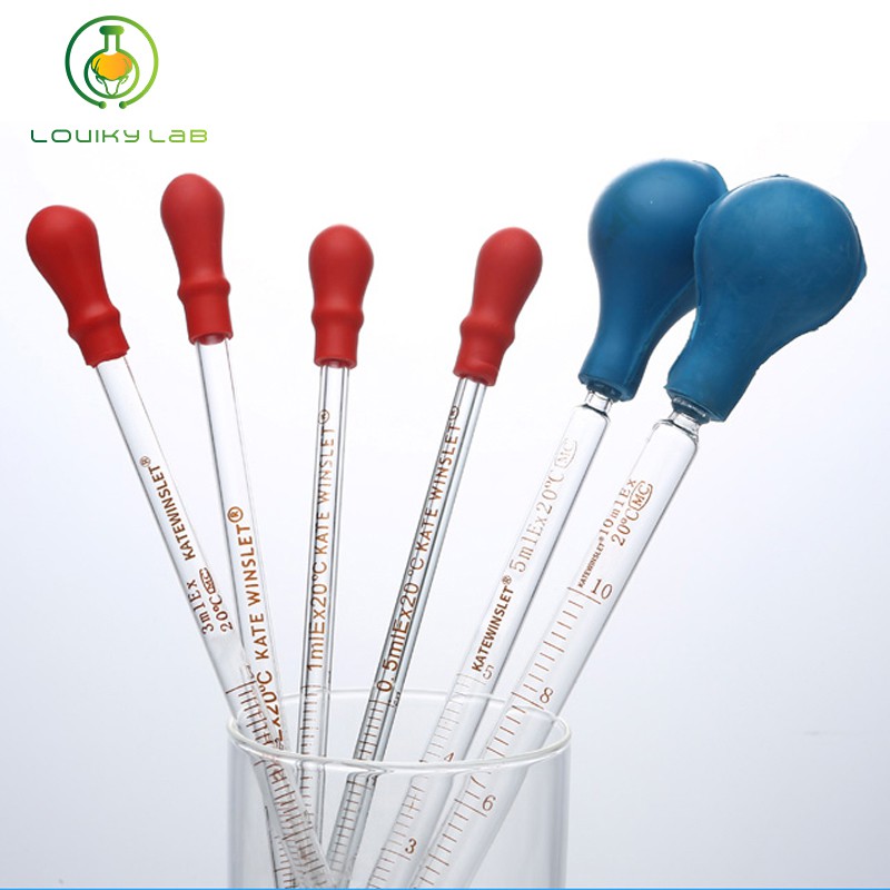 0.5/1/2/3/5/10ml Glass Pipette Measuring Graduated Dropper with Rubber ...