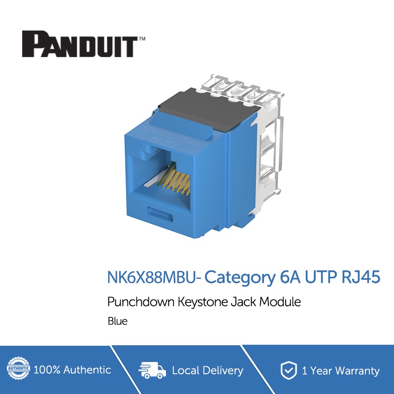 Panduit NetKey Cat 6A UTP RJ45 Punchdown Keystone Jack Module - Blue ...