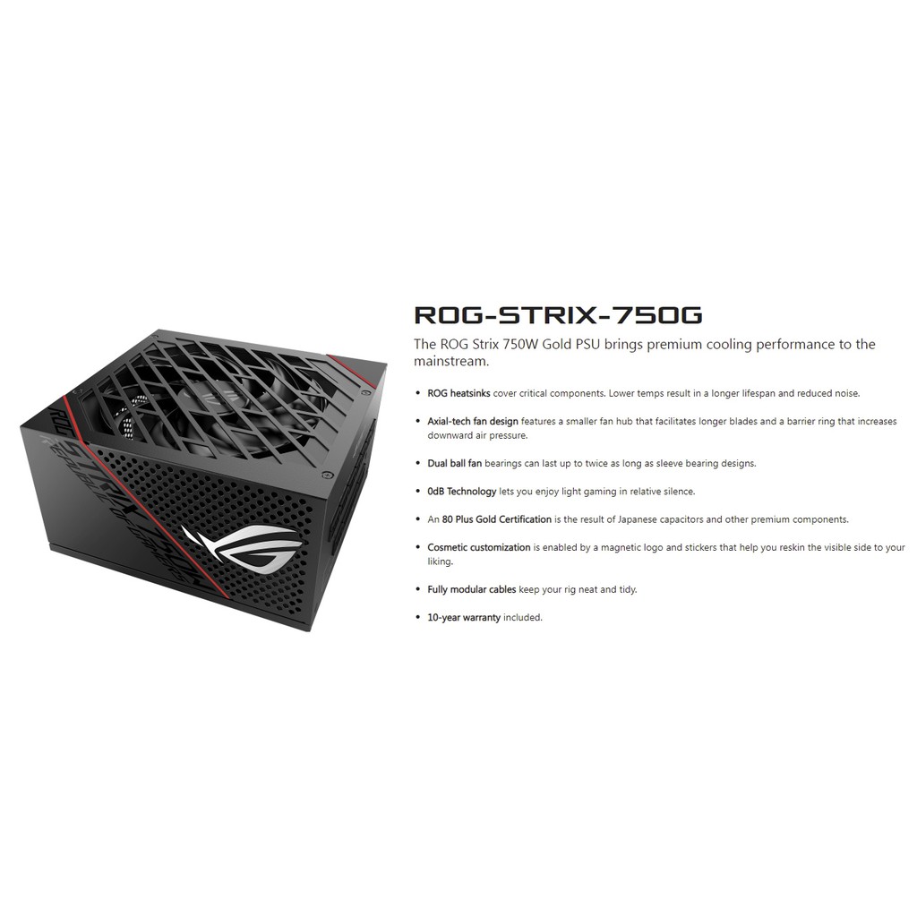 ASUS MODULAR ROG STRIX 750W 80PLUS GOLD POWER SUPPLY UNIT (ROG-STRIX ...