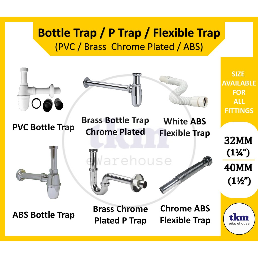 [ 32MM 1 1/4" 40MM 1 1/2" ] FLEXIBLE UNI TRAP PIPE OUTLET BOTTLE TRAP ...