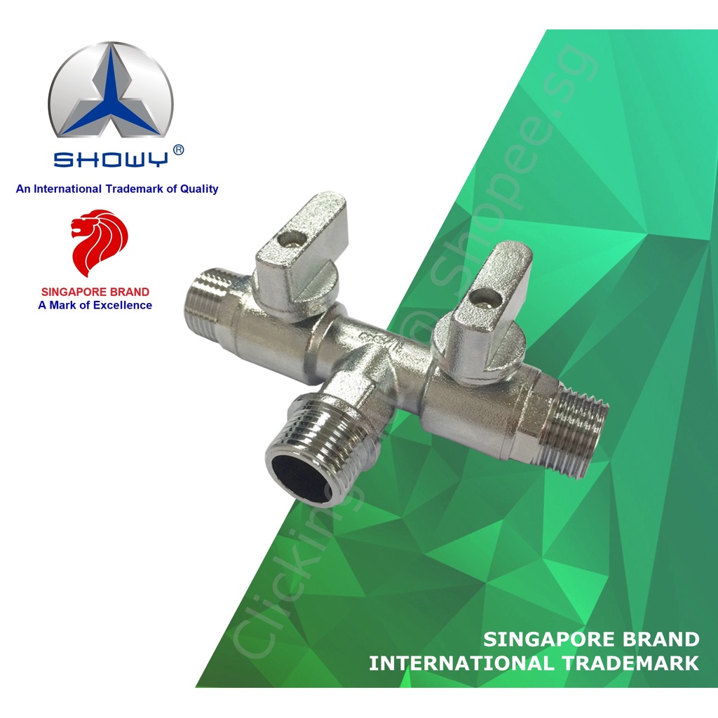 [SG LOCAL SELLER] SHOWY 2-Way Stopcock / Toilet Stop Valve / 1/2”M X 1/ ...