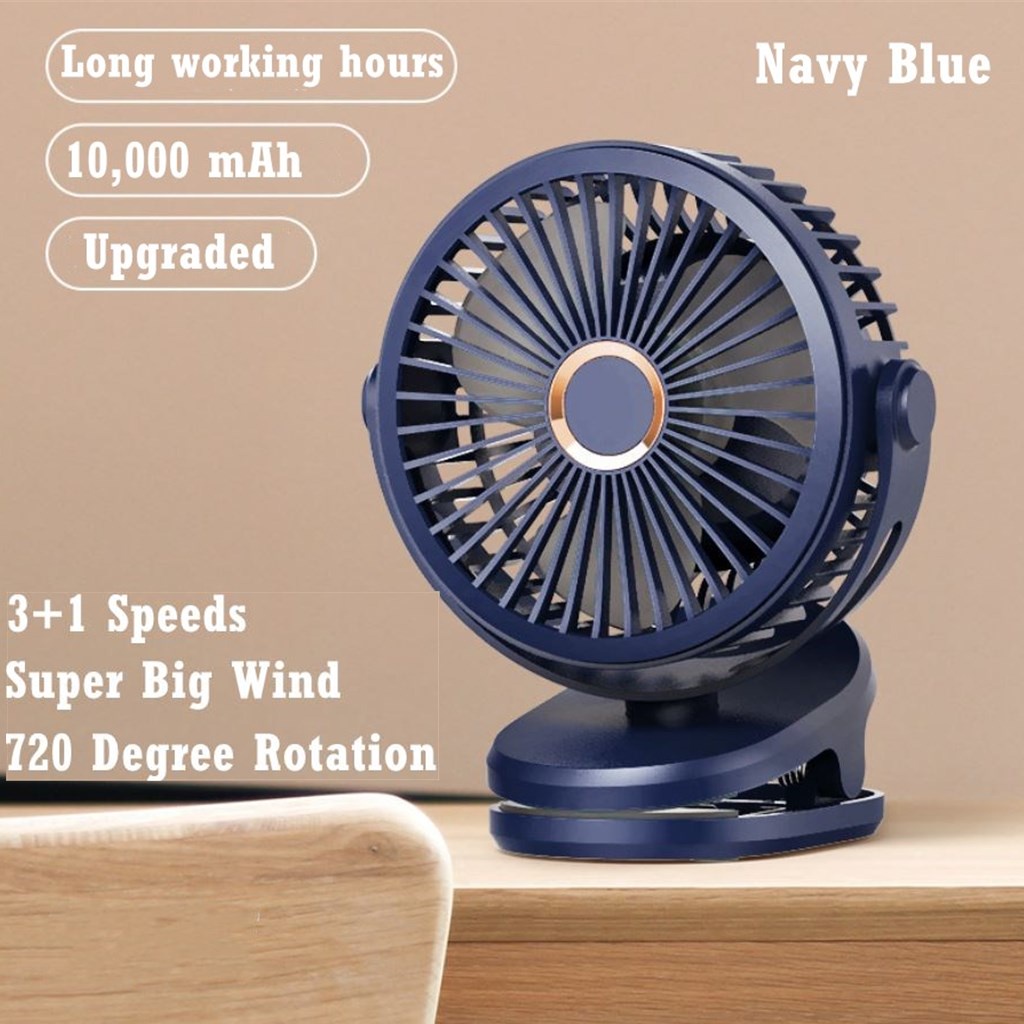 Rechargeable Portable Auto Rotate Desk Clip Fan Baby Stroller Click Fan ...