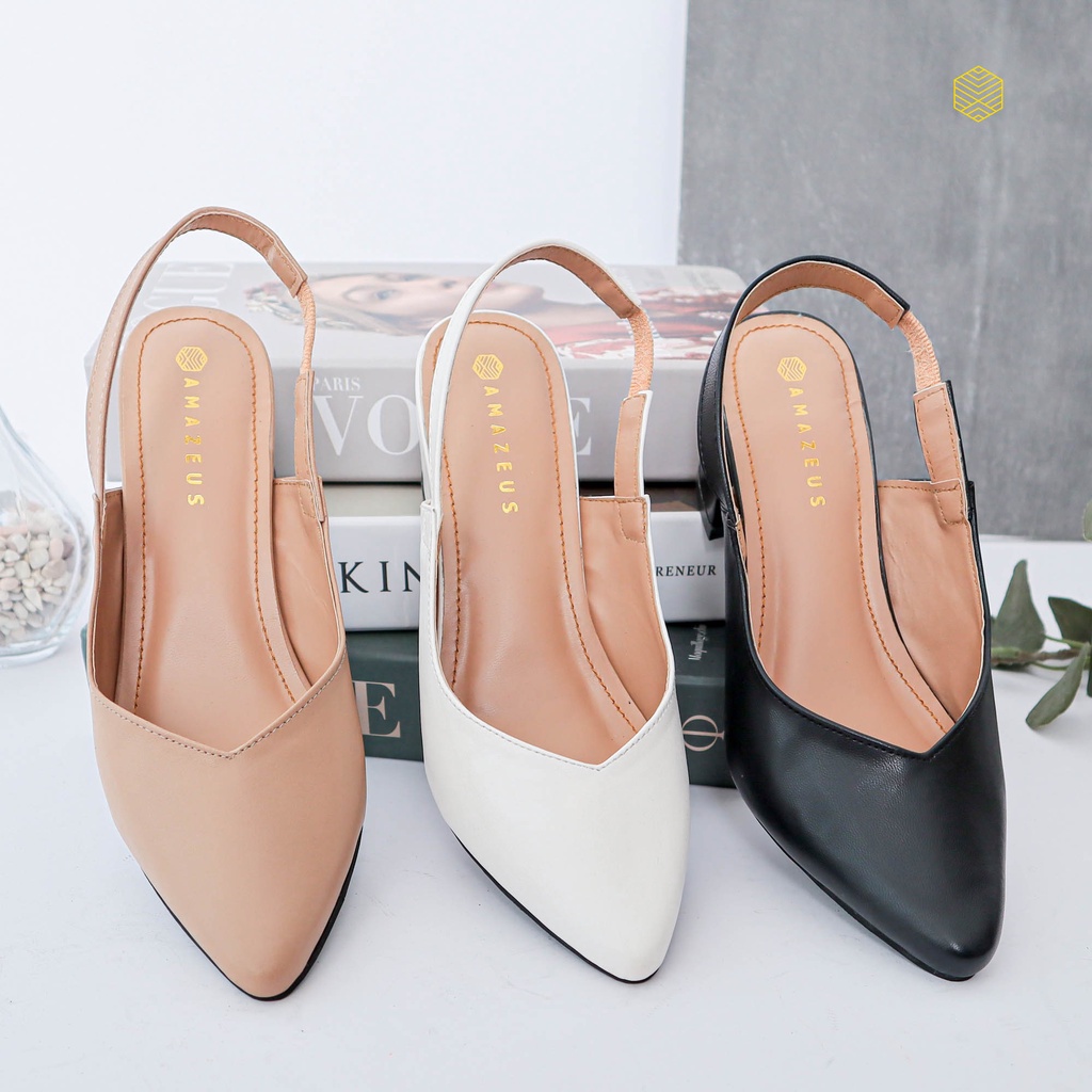 Amazeus VICTORIA Block Heels 5cm Women's Chunky Tofu Heels | Shopee ...