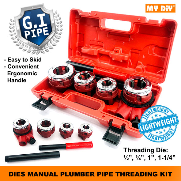 MANUAL PIPE THREADER RATCHET GI PIPE DIES SET ½”, ¾”, 1”, 1-1/4 ...