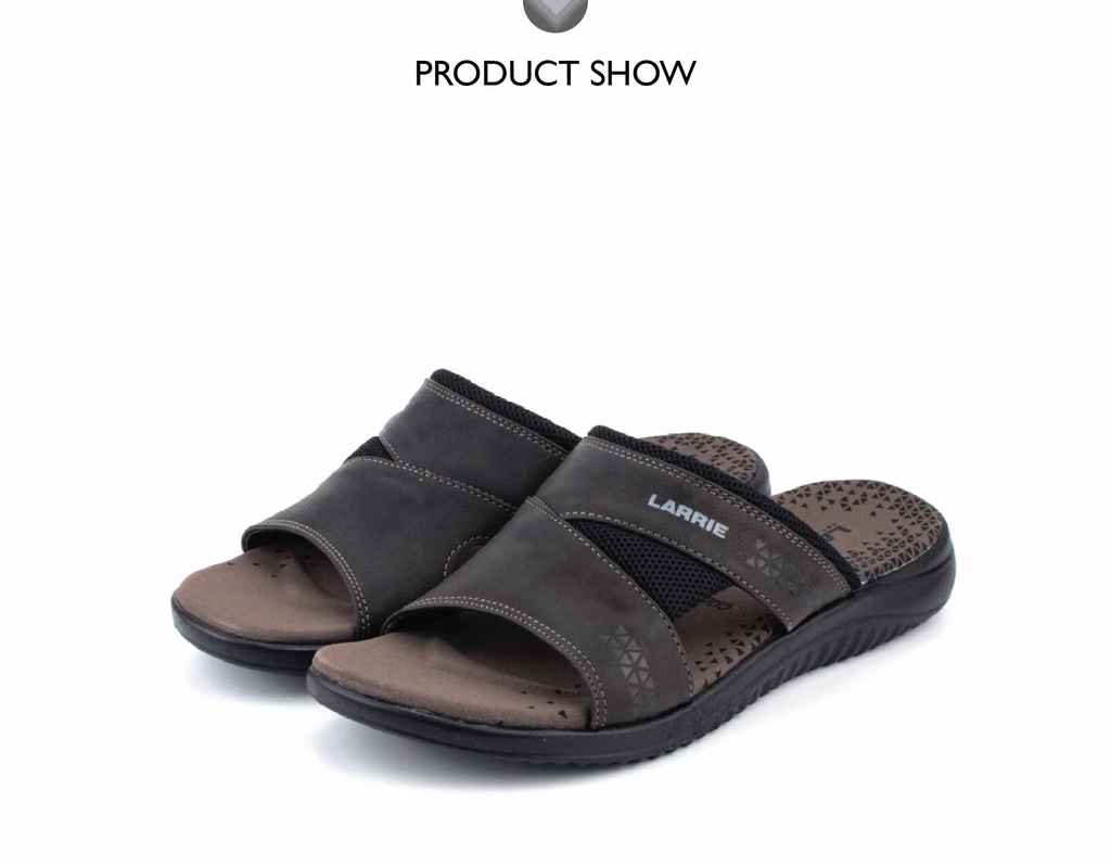 LARRIE Sandal Lelaki Black Open Toe Strap Sliders 592112-683SV-1P-BLACK ...