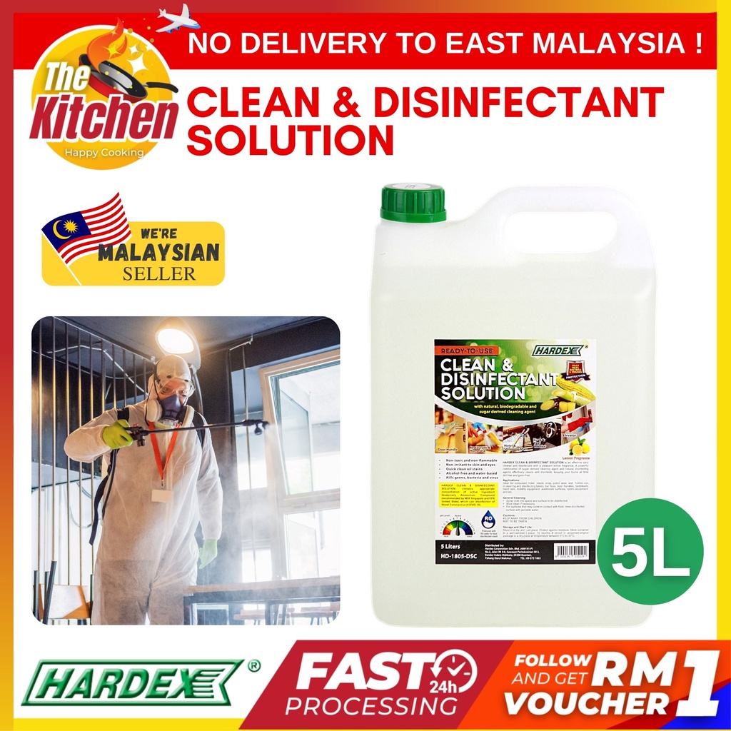 5 Litre ( 5L ) HARDEX Clean & Disinfectant Solution Sanitizer Kill 99.9 ...