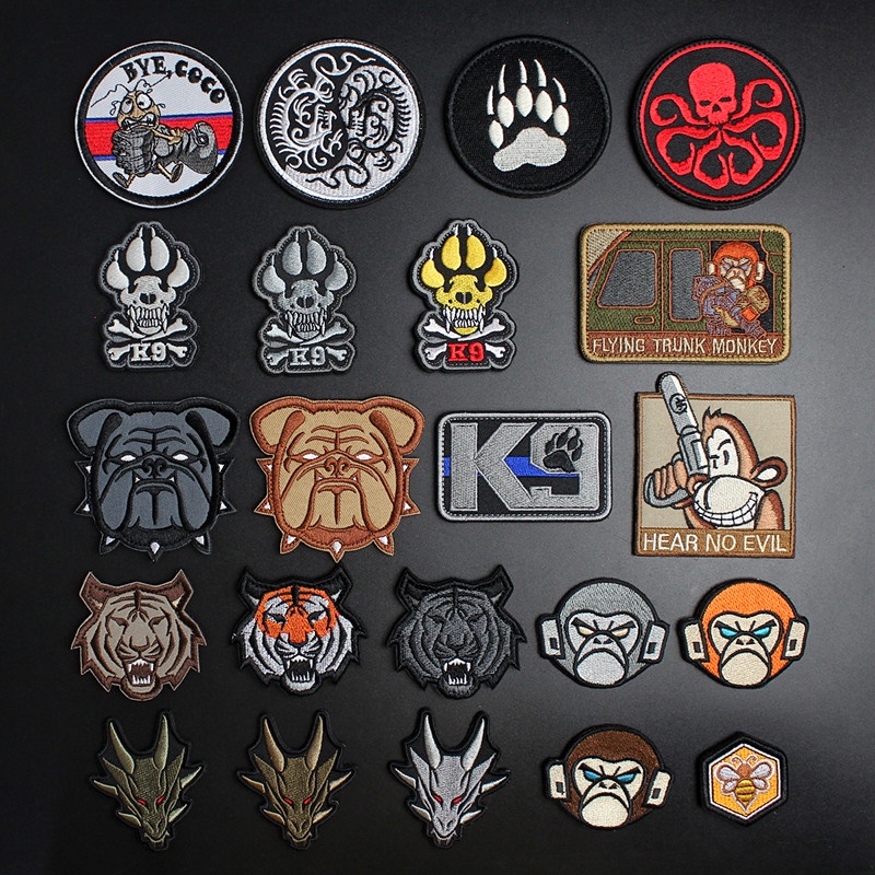 3D Embroidery Velcro Armband Badge Animal Chart Tiger Wolf Bear Unique ...