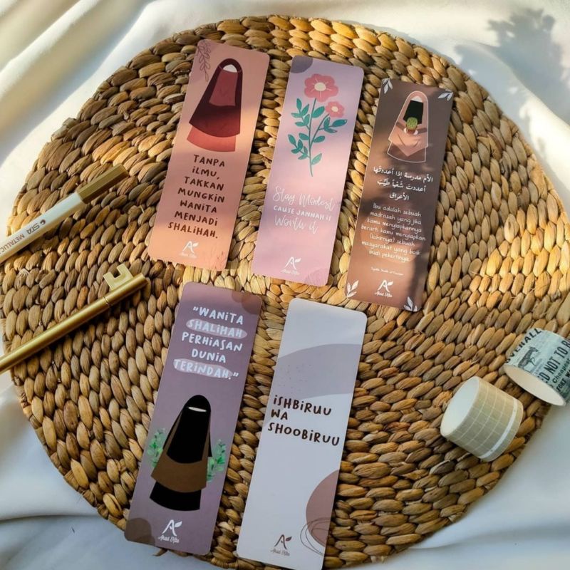 (5 Pcs) BOOKMARK Islamic BOOK LIMITER Daily reminder Muslimah Manhaj ...