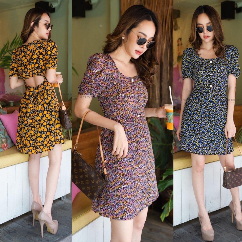 Code no:2006033341-Vshop Floral Dress With Puffy Sleeves Very Popular ...