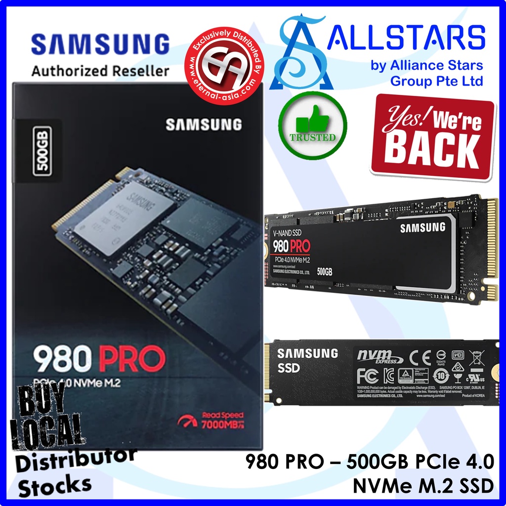 (ALLSTARS) SAMSUNG 980 PRO 500GB / 1TB / 2TB PCIe 4.0 NVME M.2 SSD ...
