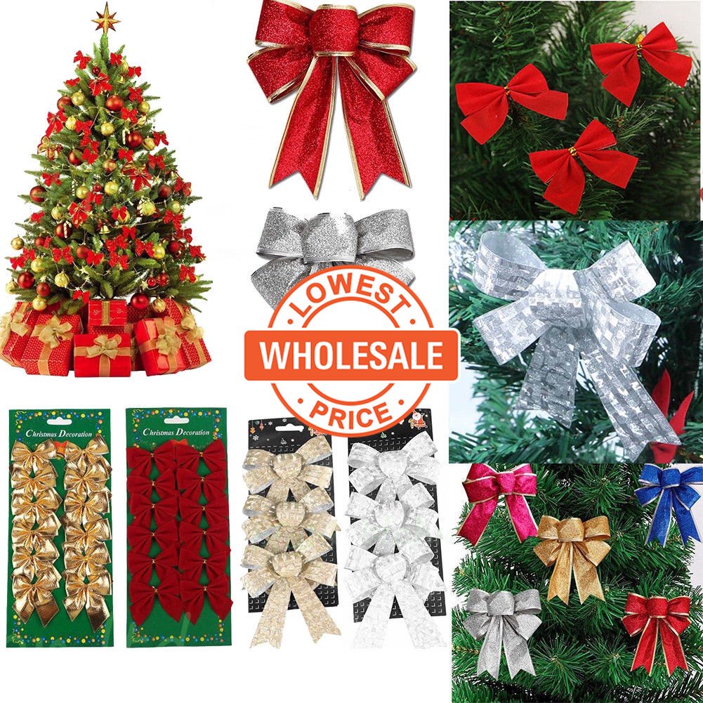 [ Wholesale Prices ] Christmas Tree Decor Xmas Bowknot Party Festival ...