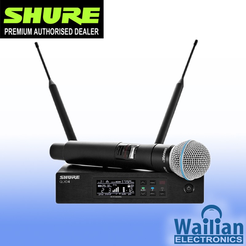 Shure QLXD 24/B58 Digital Handheld Wireless Microphone System with Shure BETA58A Capsule Shure ...