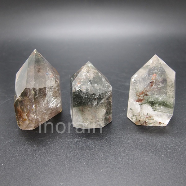 (SG Stock) Natural Green Ghost Phantom Crystal Pillar Pyramid Rainbow ...