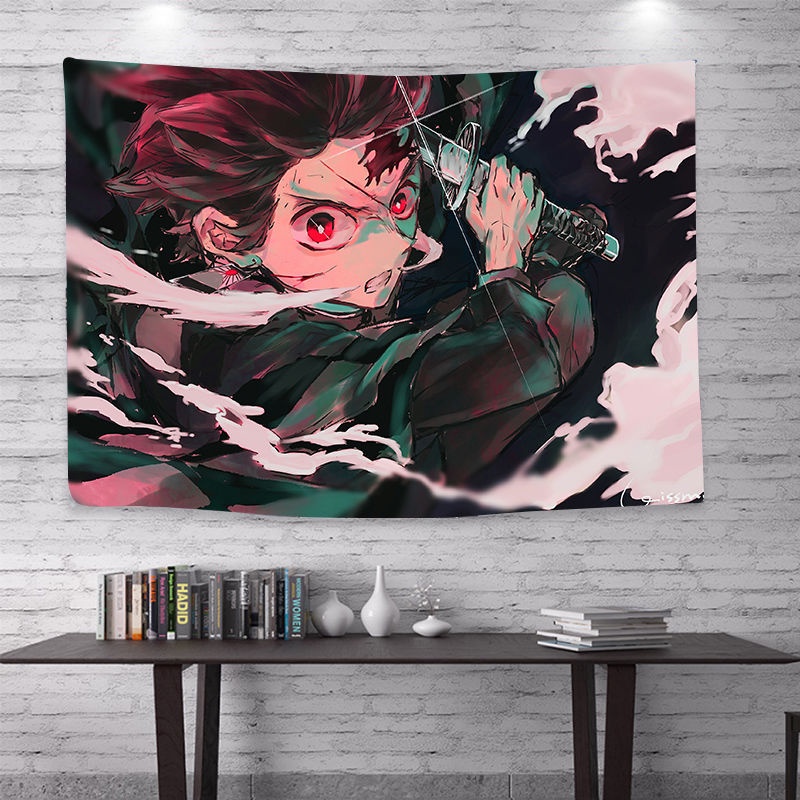 Demon Slayer Dormitory Hanging Cloth Curtain Bedside Wall Cloth with ...