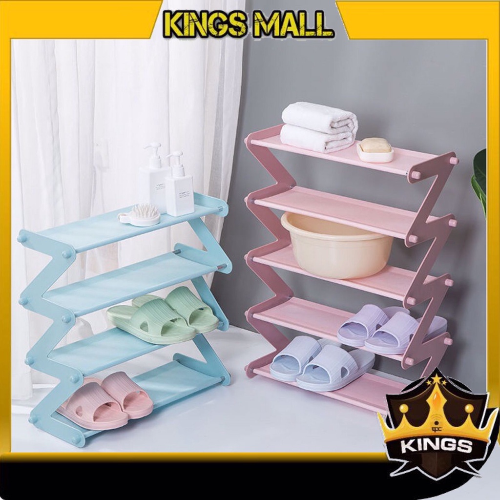 Kings - H5237 4-story Zig Zag Shoe Rack/Easy Disassembly And Install Sandal Rack/Multipurpose ...