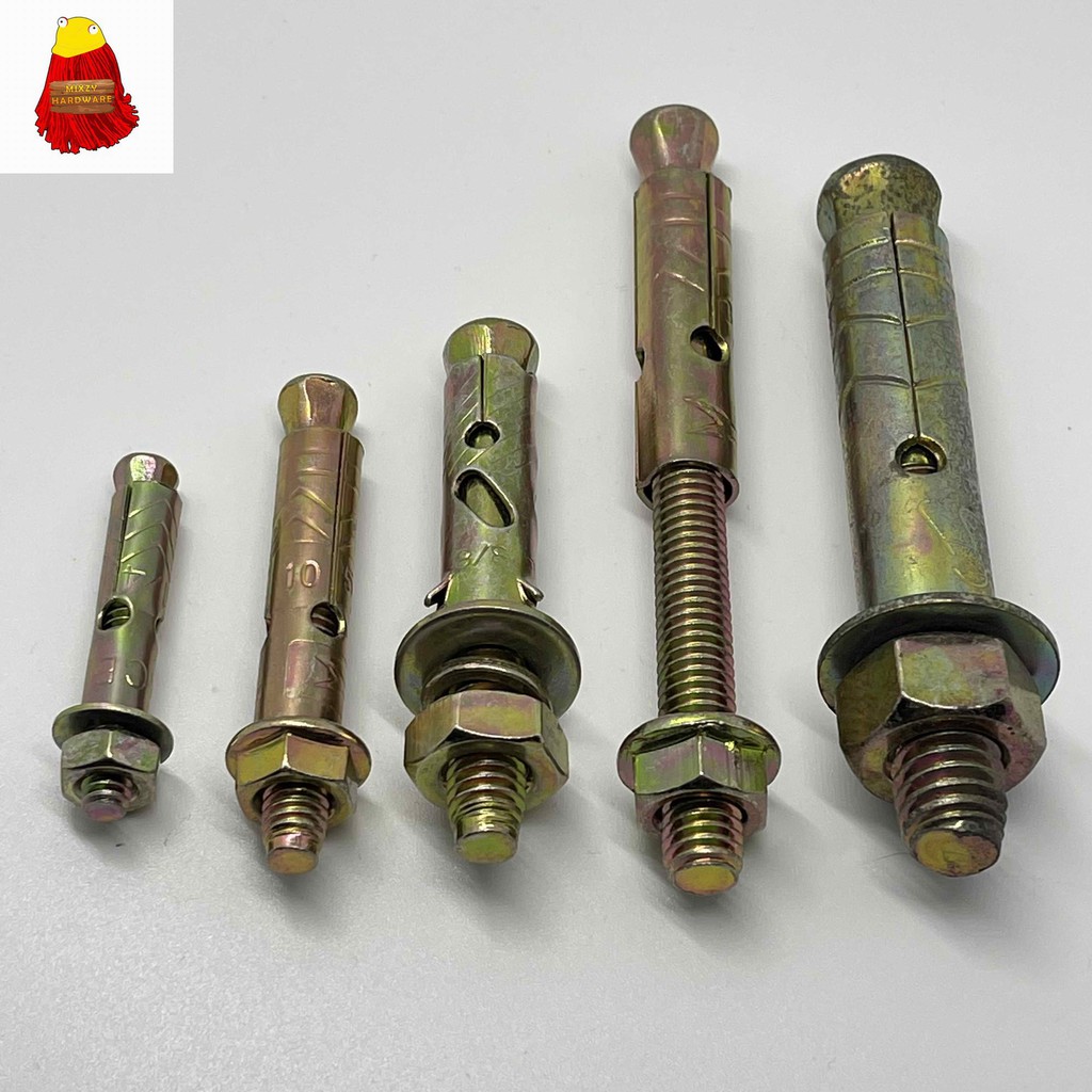 Rainbow Plated Heavy Mild Steel Anchor Bolts Wall Plugs Besi | Shopee ...