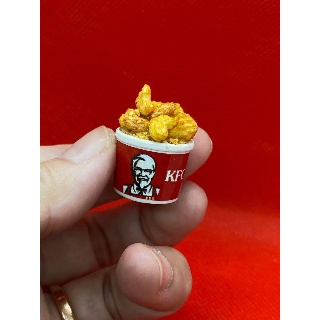 Handmade Miniature Fried Chicken in a bucket, fast food, chicken wing ...