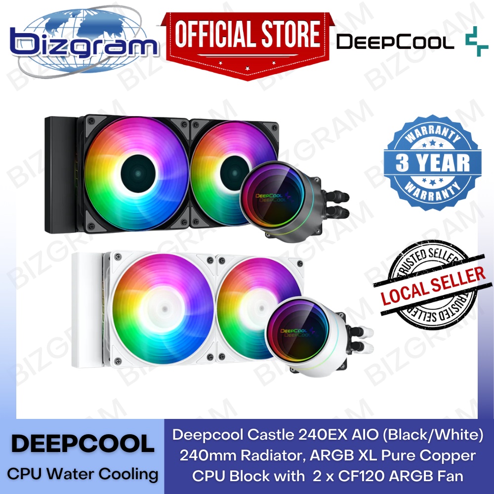 Deepcool Castle 240EX AIO (Black/White) 240mm Radiator, ARGB XL Pure ...