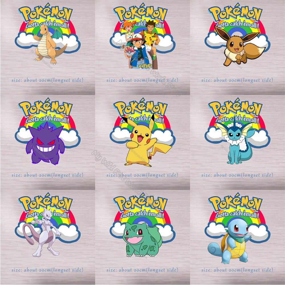 Pokemon Clothing Thermo Sticker Iron on Clothes Patches Pikachu ...