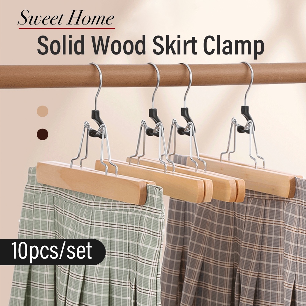 [10pcs/set]High-grade Wooden Skirt Clamp Nordic Style Solid Wood Pants ...