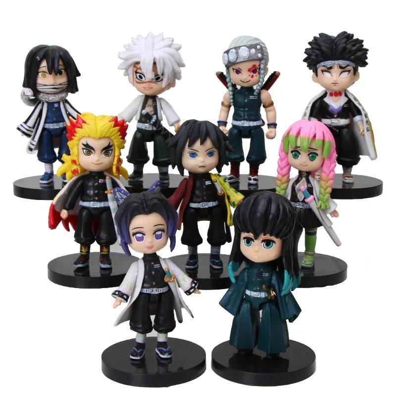 Action FIGURE KIMETSU NO YAIBA DEMON SLAYER SET 9pcs RENGOKU GIYUU ...
