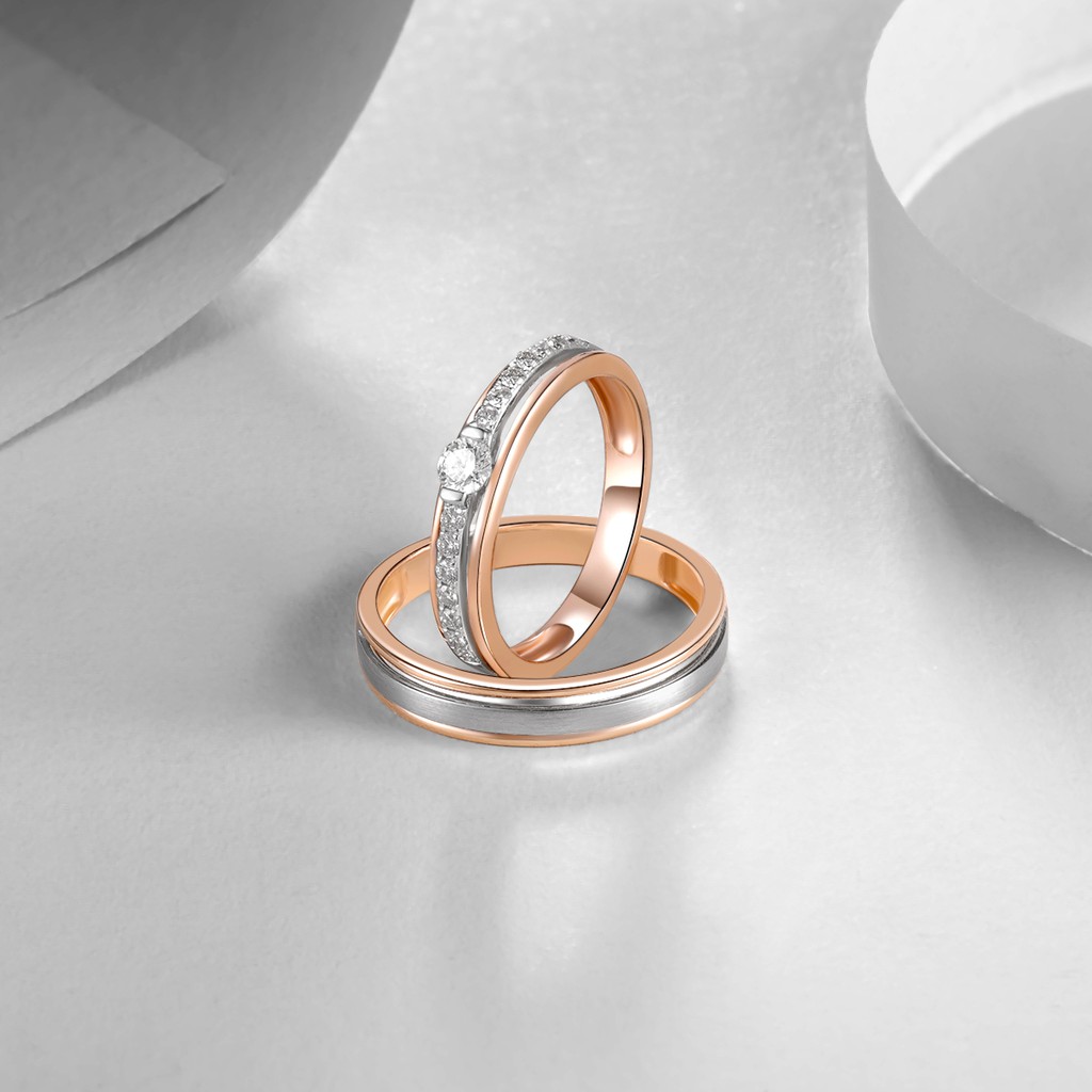 Rio Diamonds Orville Diamond Wedding Ring in 18K White and Rose Gold ...