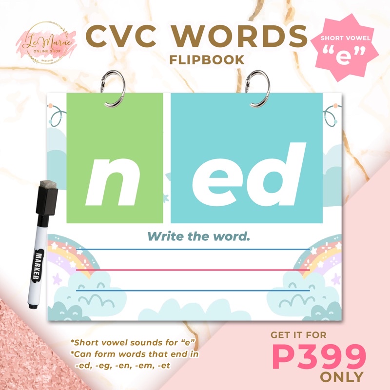 Le Marae Shop - Flipbooks CVC SHORT VOWEL (e) | Shopee Singapore