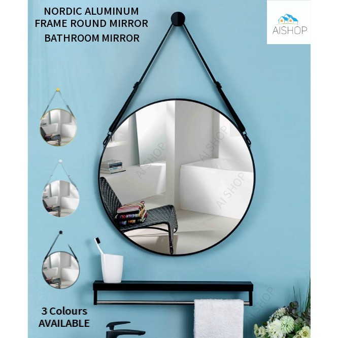 [SG Seller]Wall-mounted mirror belt bathroom mirror wall hanging ...