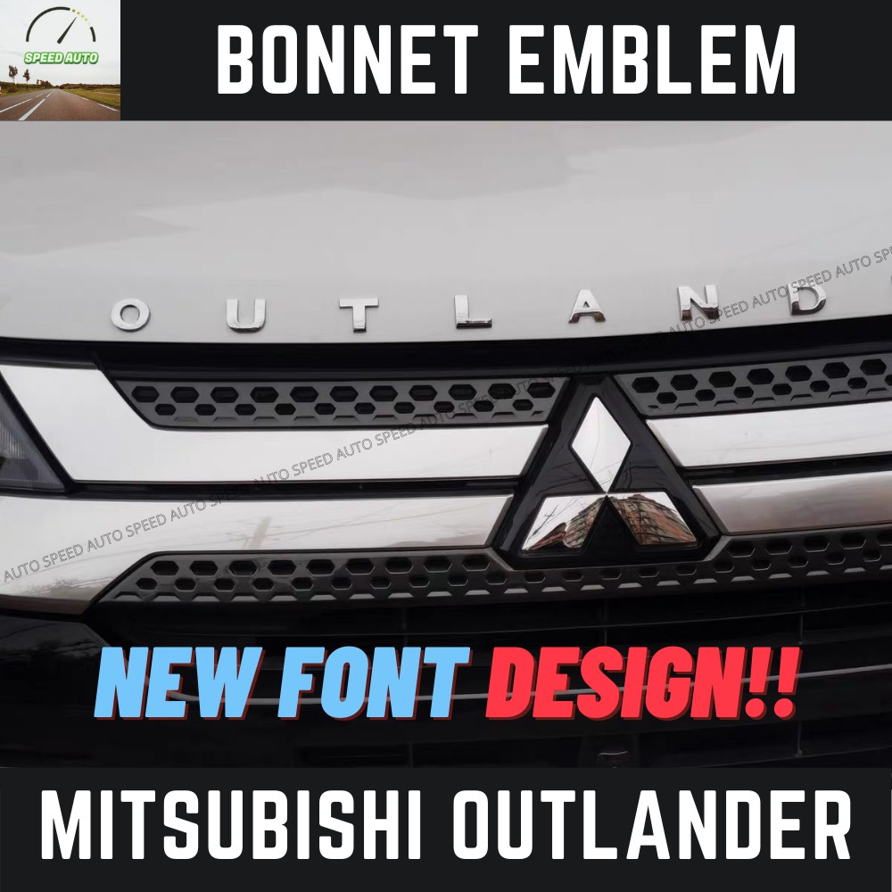 Mitsubishi Outlander Emblem Hood Bonnet Wording Sticker NEW FONT ...