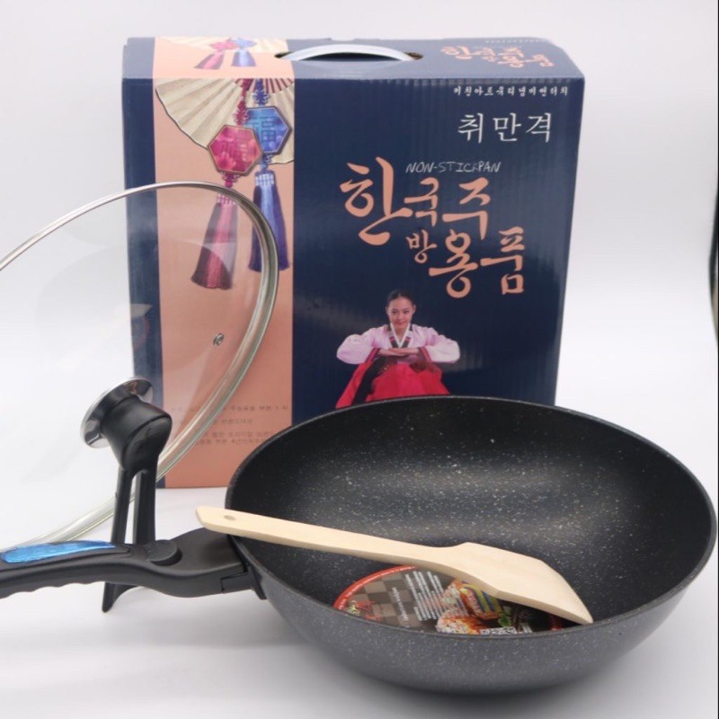 Local Seller 32 cm Korea Non Stick Wok Pan Induction / Stove Stone ...