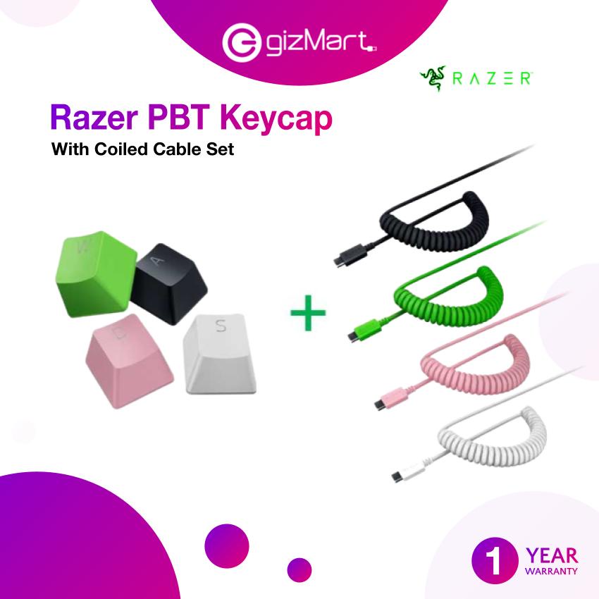 Razer PBT Keycap + Coiled Cable Upgrade Set - Colored Doubleshot PBT ...