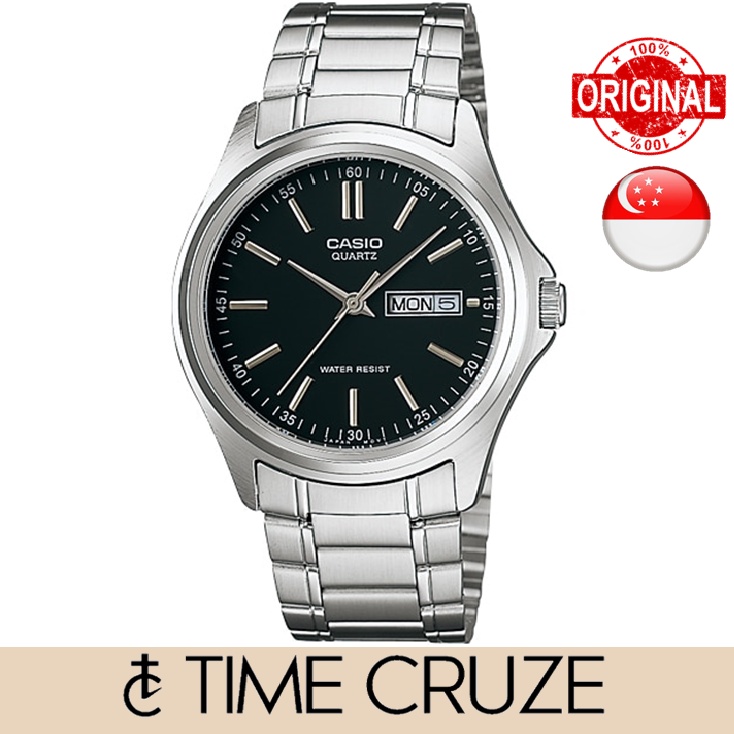 [time Cruze] Casio Enticer Quartz Analog Stainless Steel Black Dial Men