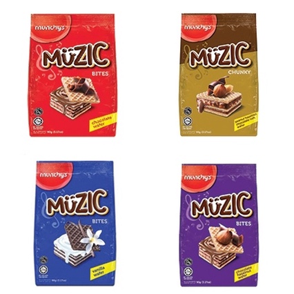 MUZIC WAFER BITES - CHOCOLATE / CHUNKY / HAZELNUT / VANILLA (90GM ...