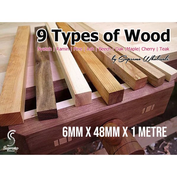 6mm x 48mm x 1 metre | Solid Timber Wood Plank Wooden Strips | Nyatoh ...