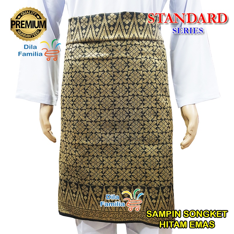 Sampin Songket Hitam Emas No 37 Gold Silver Tenun Siap Jahit 2 Meter ...