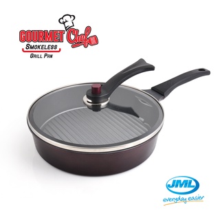 [JML OFFICIAL] GOURMET CHEF SMOKELESS GRILL 28CM PAN WITH LID | Non ...