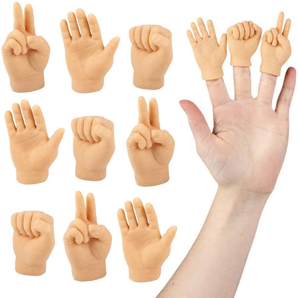Left And Right Mini Tiny Hand Models Joke Finger Puppet Little Finger ...