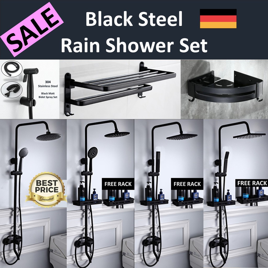 SG Local Instock Matte Black Rain Shower Set Package | Shopee Singapore
