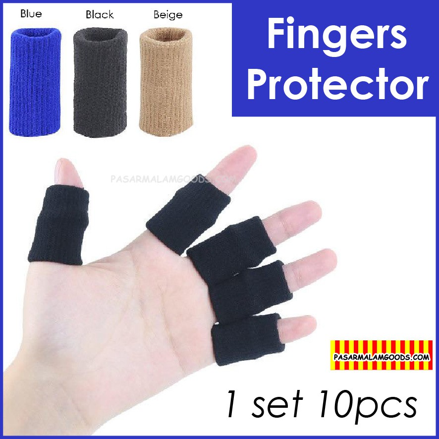 🇸🇬 10pc Sports Elastic Fabric Finger Brace Protector Sleeve Guard ...