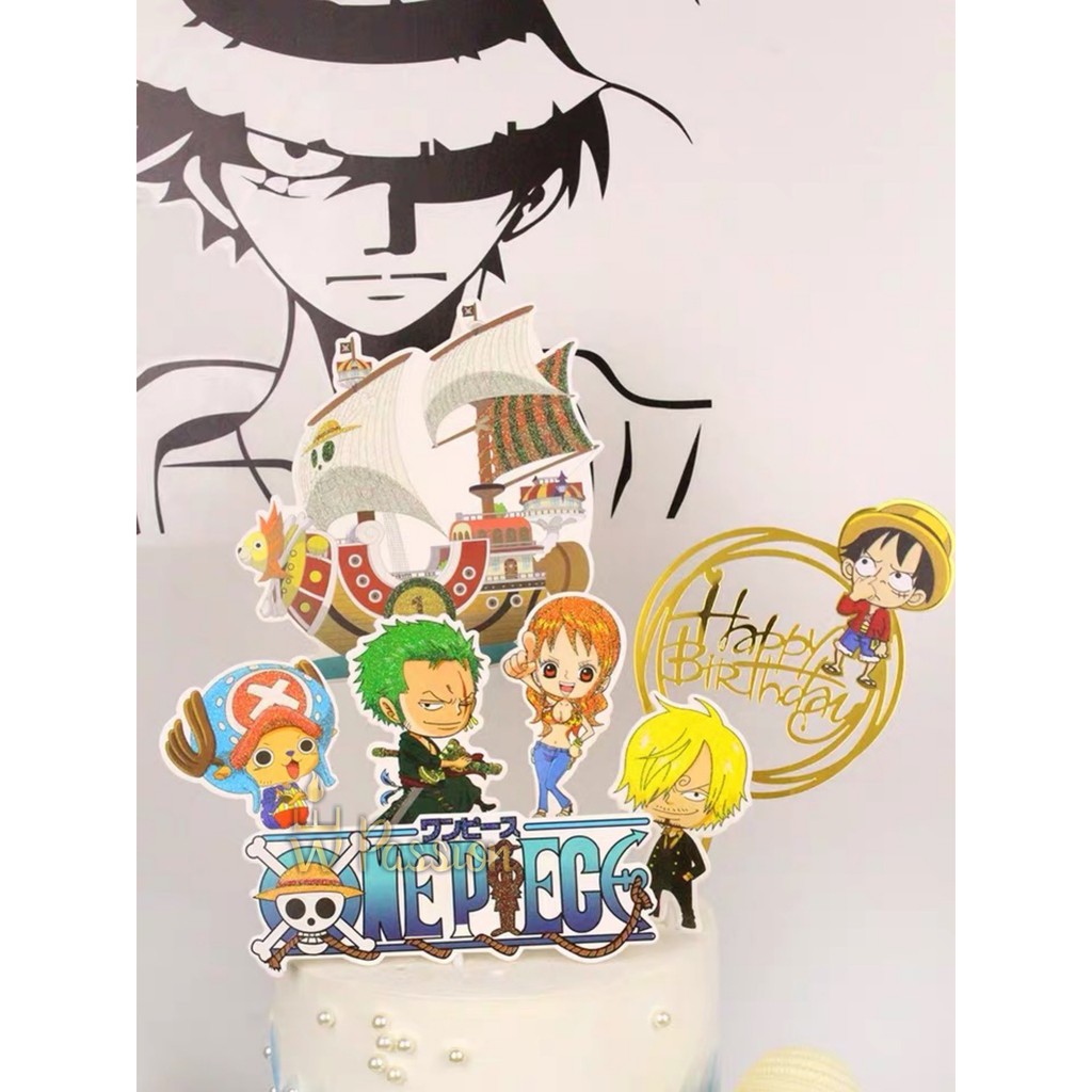 ONE PIECE Luffy Sailboat Decoration Birthday Cake Topper ...