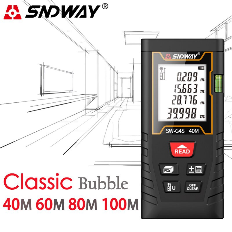 SNDWAY Laser Distance Meter 100M 80M 60M 40M Rangefinder Laser Tape Measure Trena Digital Range ...