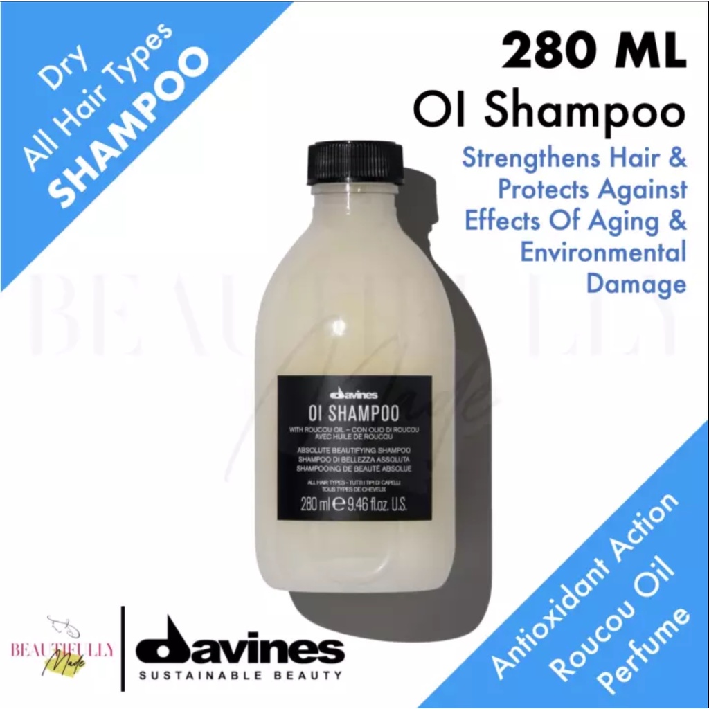 Davines OI Shampoo 280ml /12ml - For Shine Hydrating Softness Suitable For All Hair Types with ...