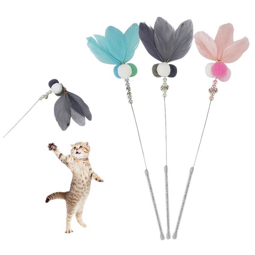 Cat Teaser Bell Feather Fairy Funny Cat Teaser Stick Interactive ...