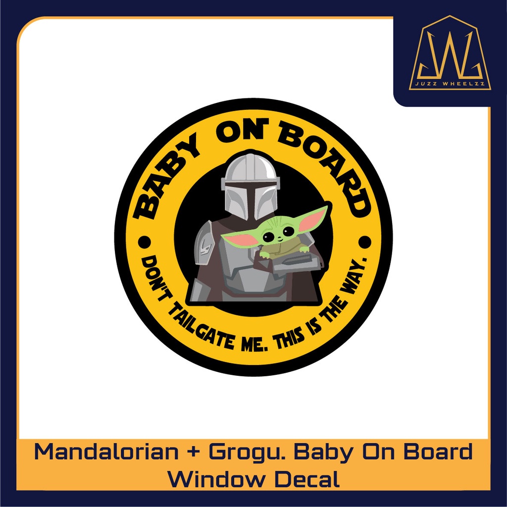 Mandolorian Cute Grogu Star Wars Baby On Board Car Window Decal ...