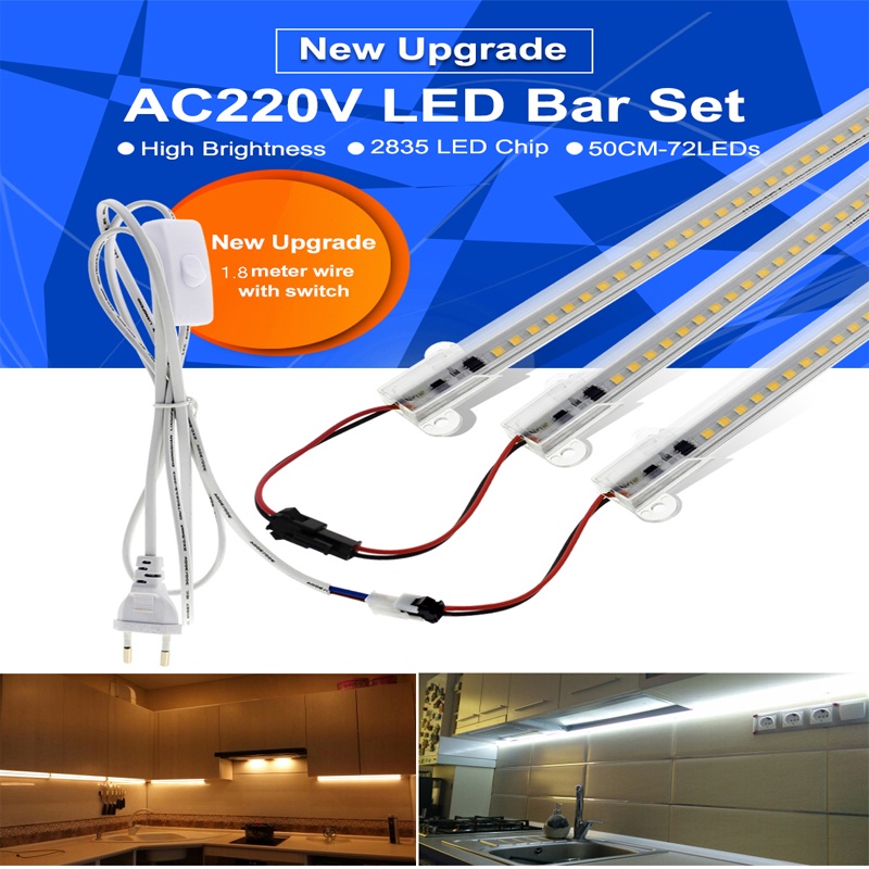 1-6pcs Set AC220V 50cm 8W LED Tube Light 72LEDs LED Fluorescent Tubes ...
