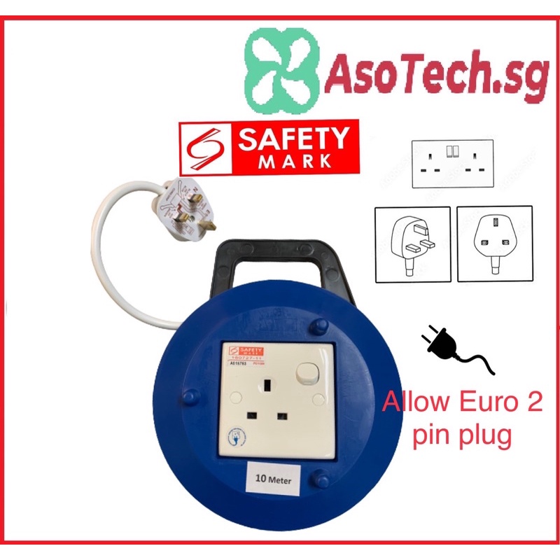 1 Way 6M/10M Portable Extension Power Cable Reel Round Cable Extension ...